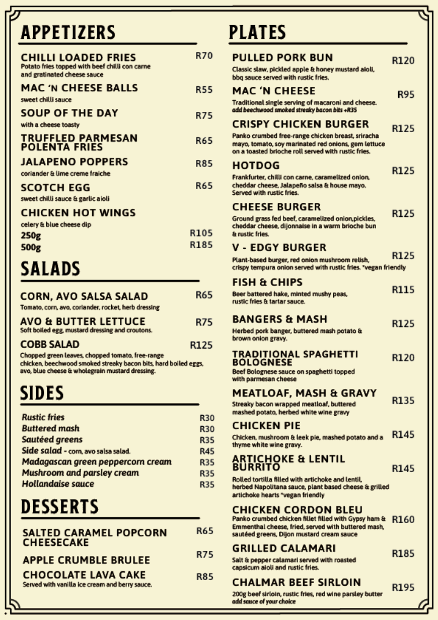 Night Menu - Egghead Diner