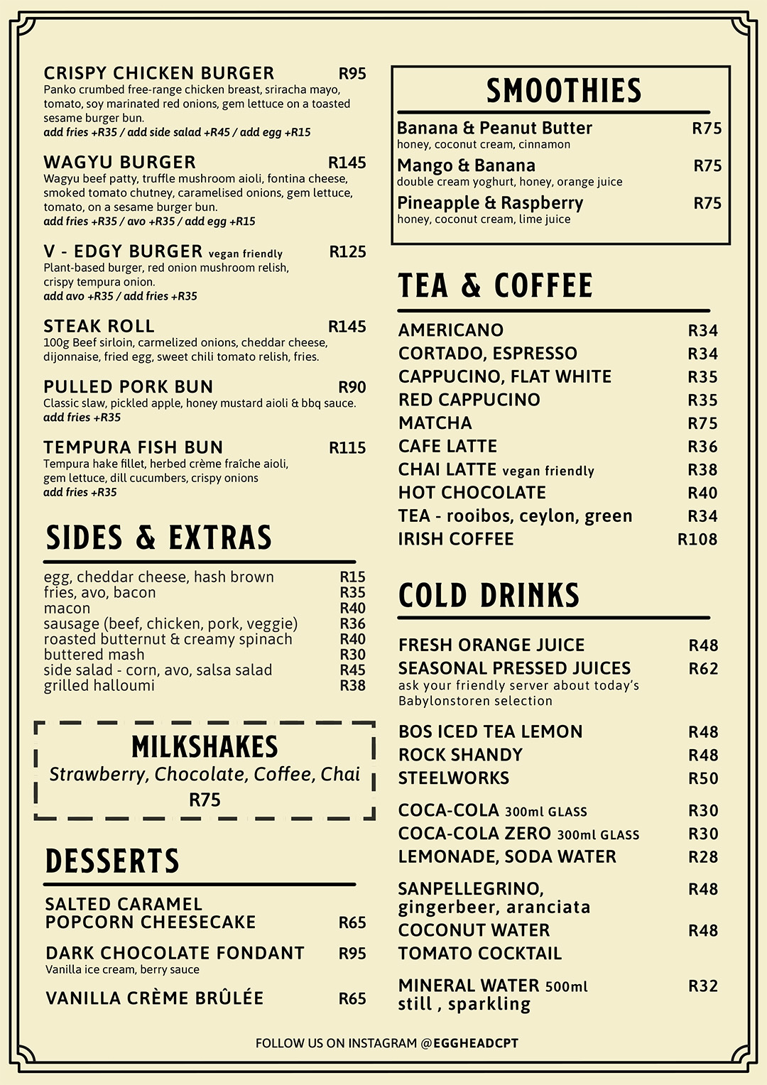 Menu - Egghead Diner